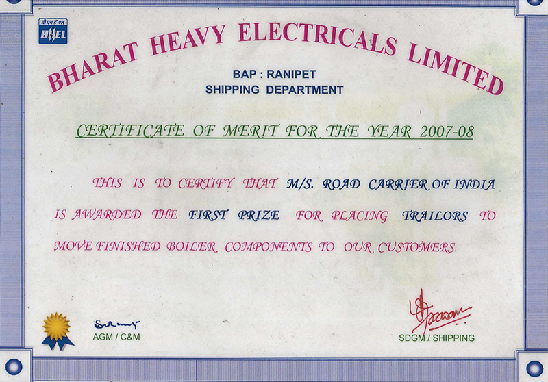Awards & Achievements | RCI Logistics Pvt Ltd